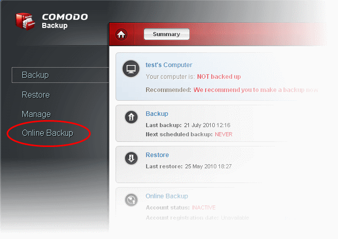 Installing Comodo Backup | Comodo Internet Security Help| Comodo Internet Security v5.9/5.10